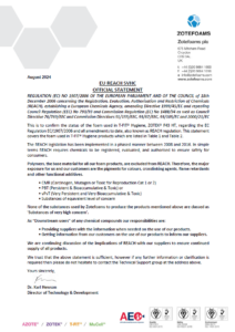 REACH Statement - T-FIT® Hygiene - T-FIT Insulation